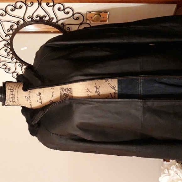 Fitz Wright | Jackets & Coats | Vintage Fitz Wright Black Leather Long ...